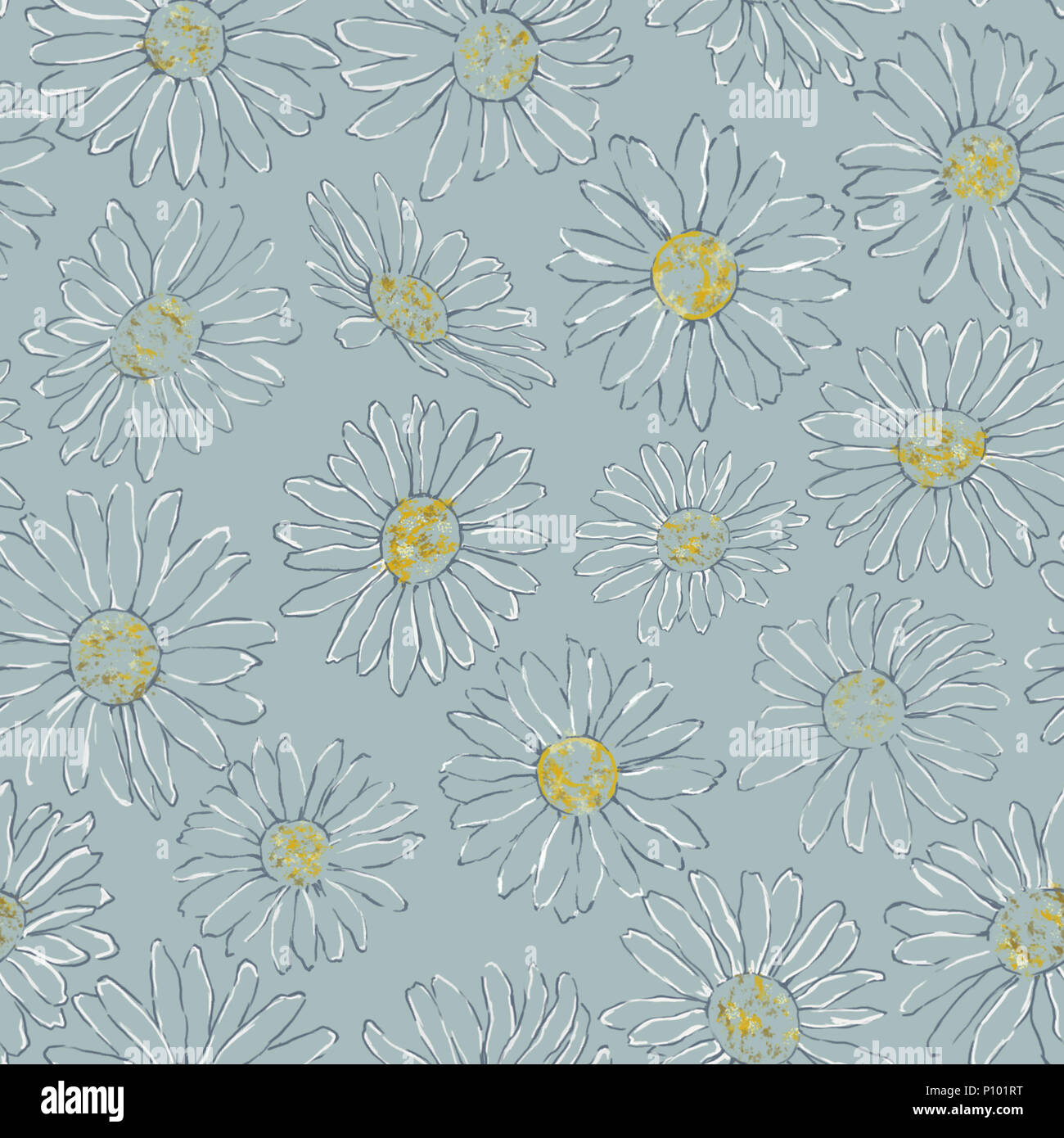 Blue Daisy Flower Drawing