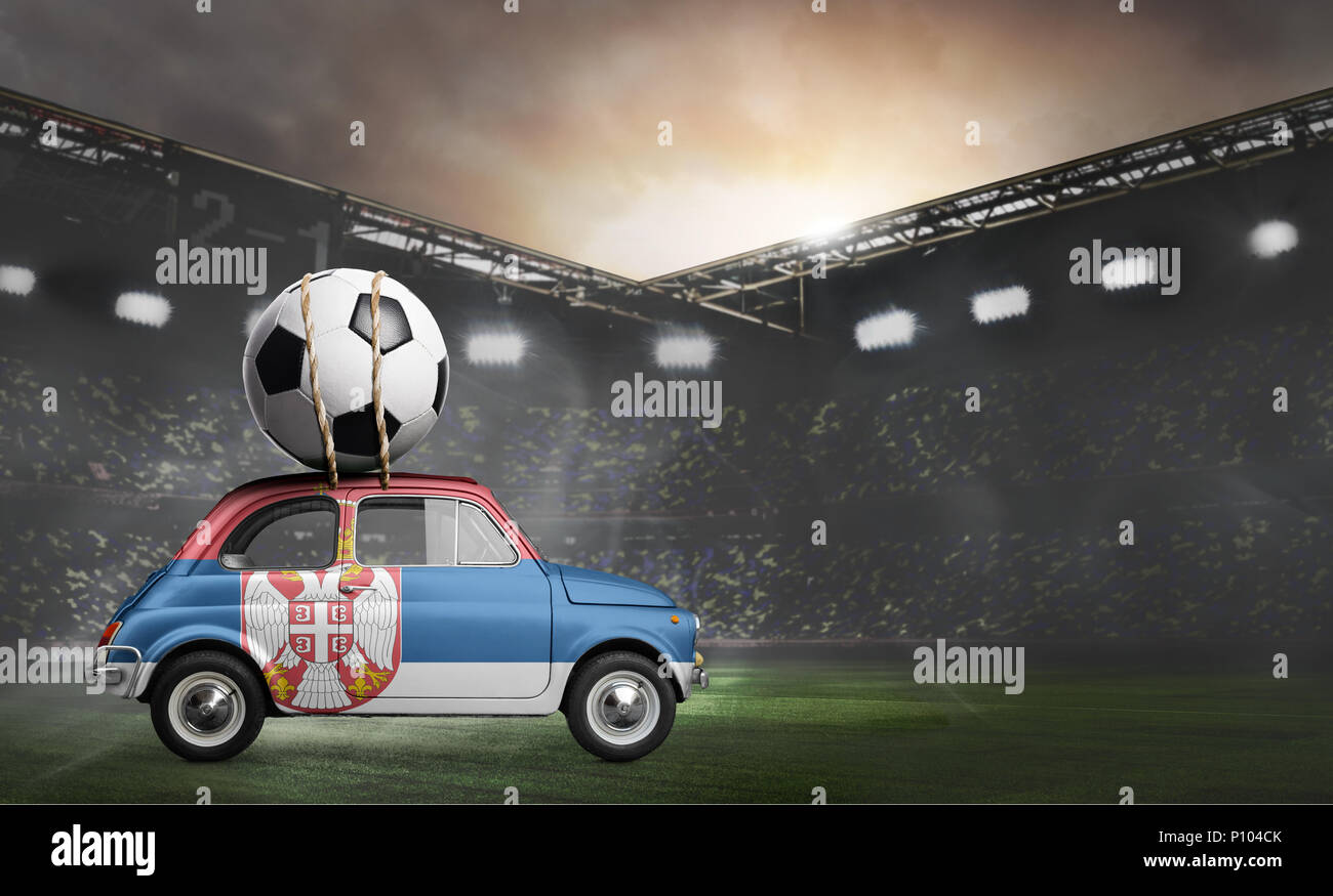 Serbia car on football stadium Stock Photo - Alamy