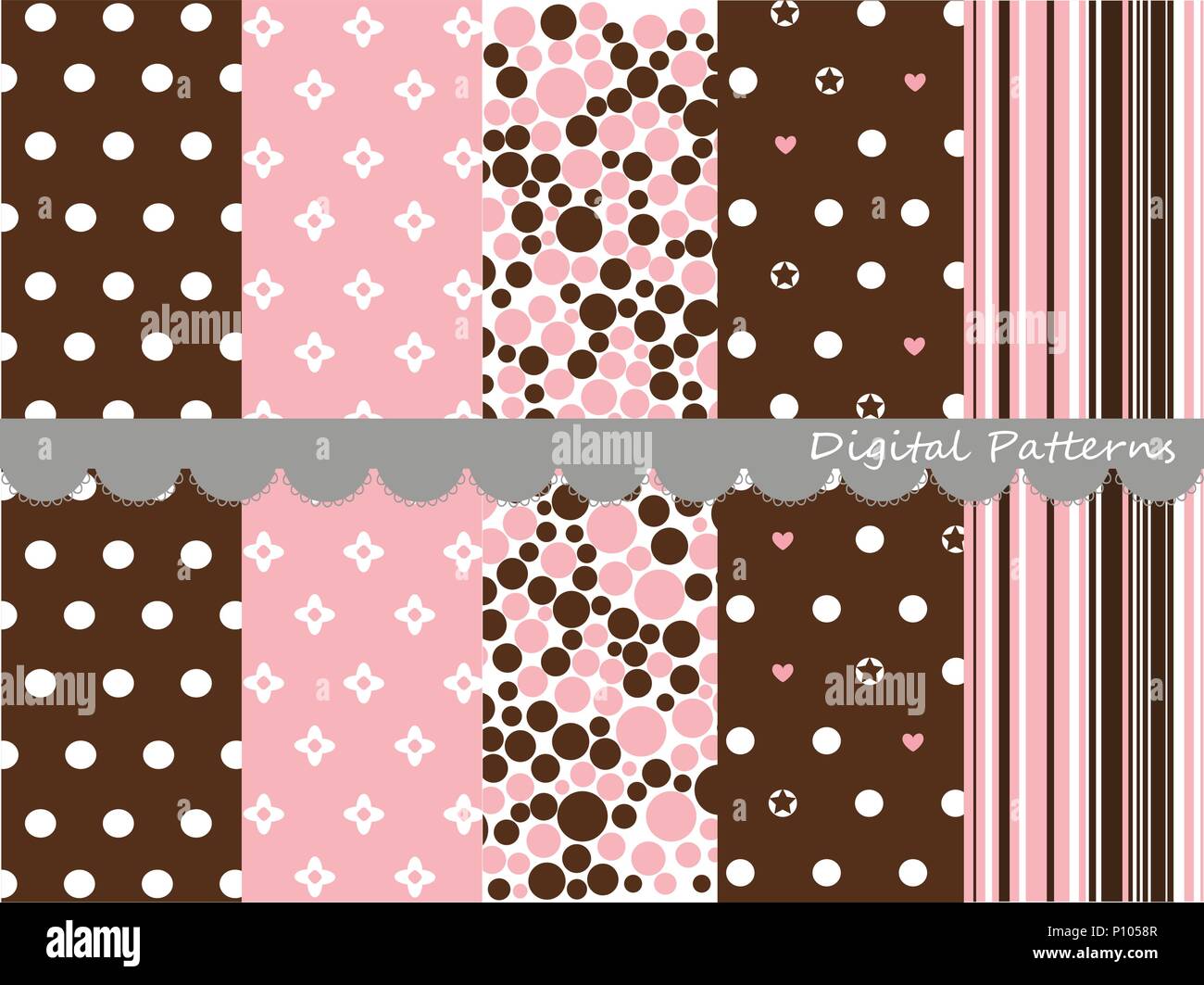 Digital patterns, scrapbook set, seamless pattern Stock Vector Image ...