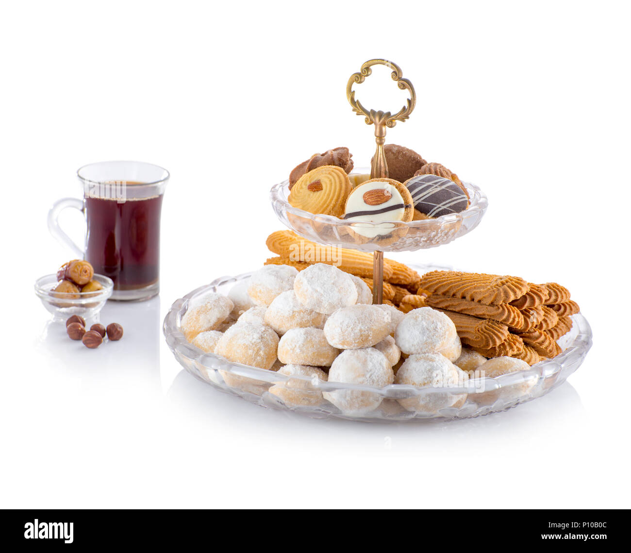 Eid ElFitr Sweet Cookies with Sugar and Tea Isolated Stock Photo - Alamy