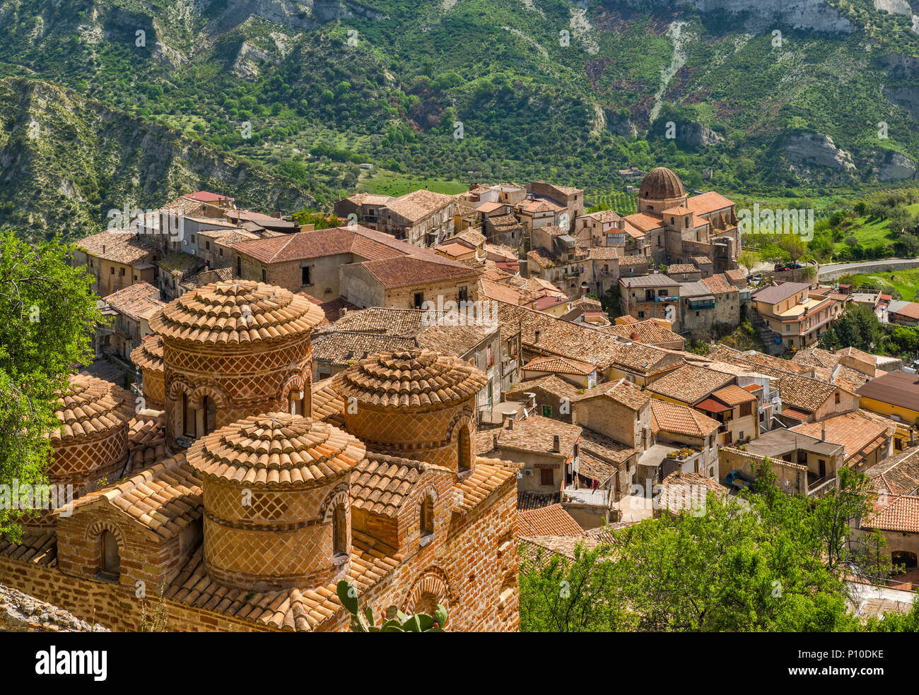 Cattolica di Stilo, hill town of Stilo in background, Calabria, Italy ...