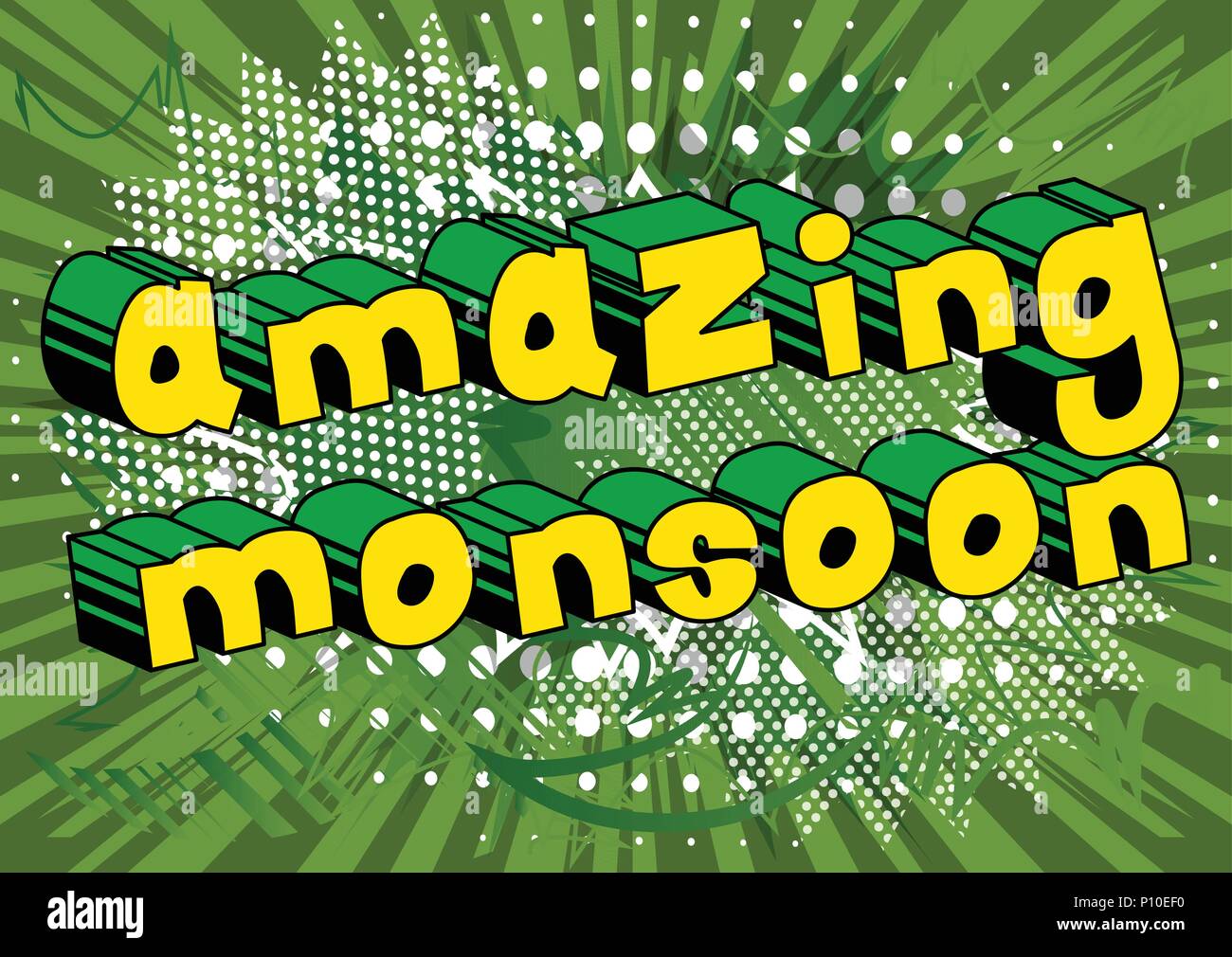 Amazing Monsoon - Comic book style word on abstract background Stock ...