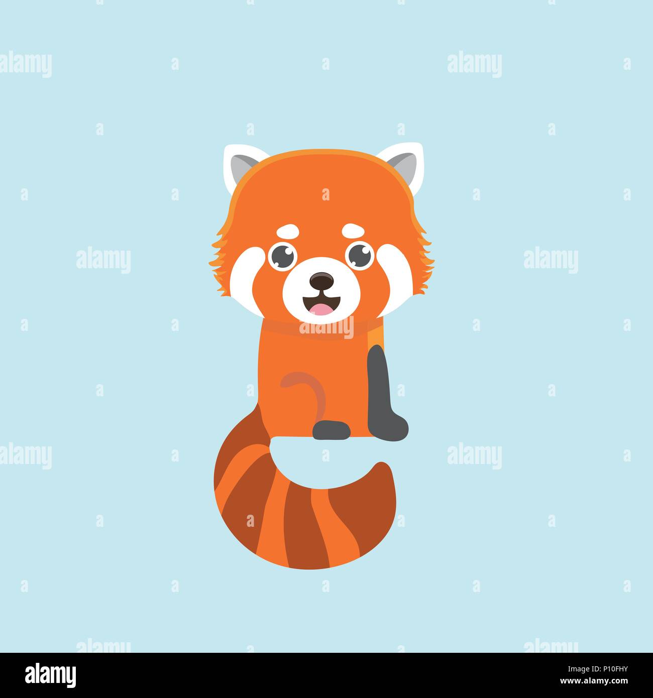Vector illustration of red panda cartoon style on pastel background ...