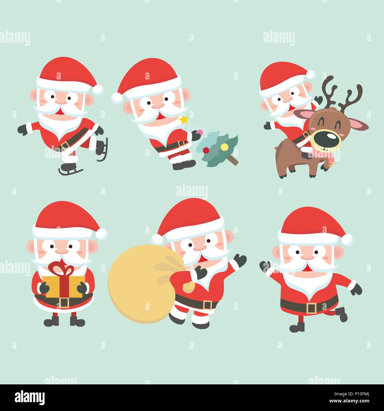 Santa Claus illustration. Vector Christmas set. Collection of cute ...