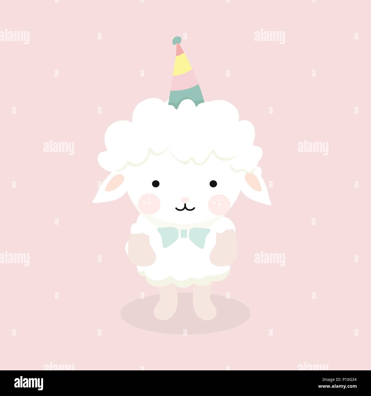Cute sheep in flat style on pastel background Stock Vector Image & Art ...