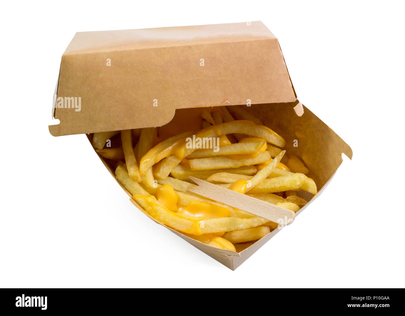 French fries box, fried potatoes french fries with yellow cheese or ...