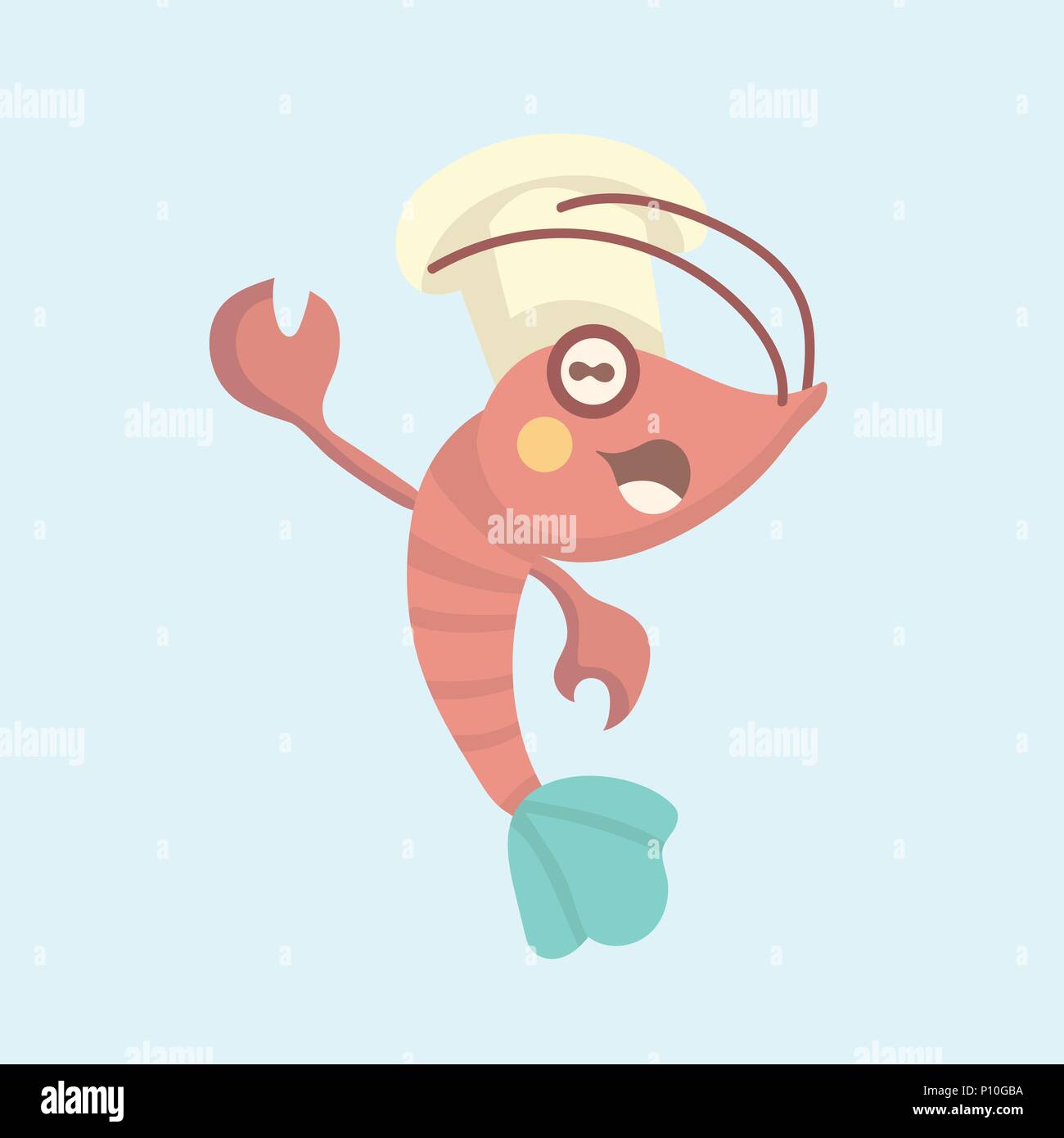 Vector image of a cartoon funny shrimp on pastel background Stock ...