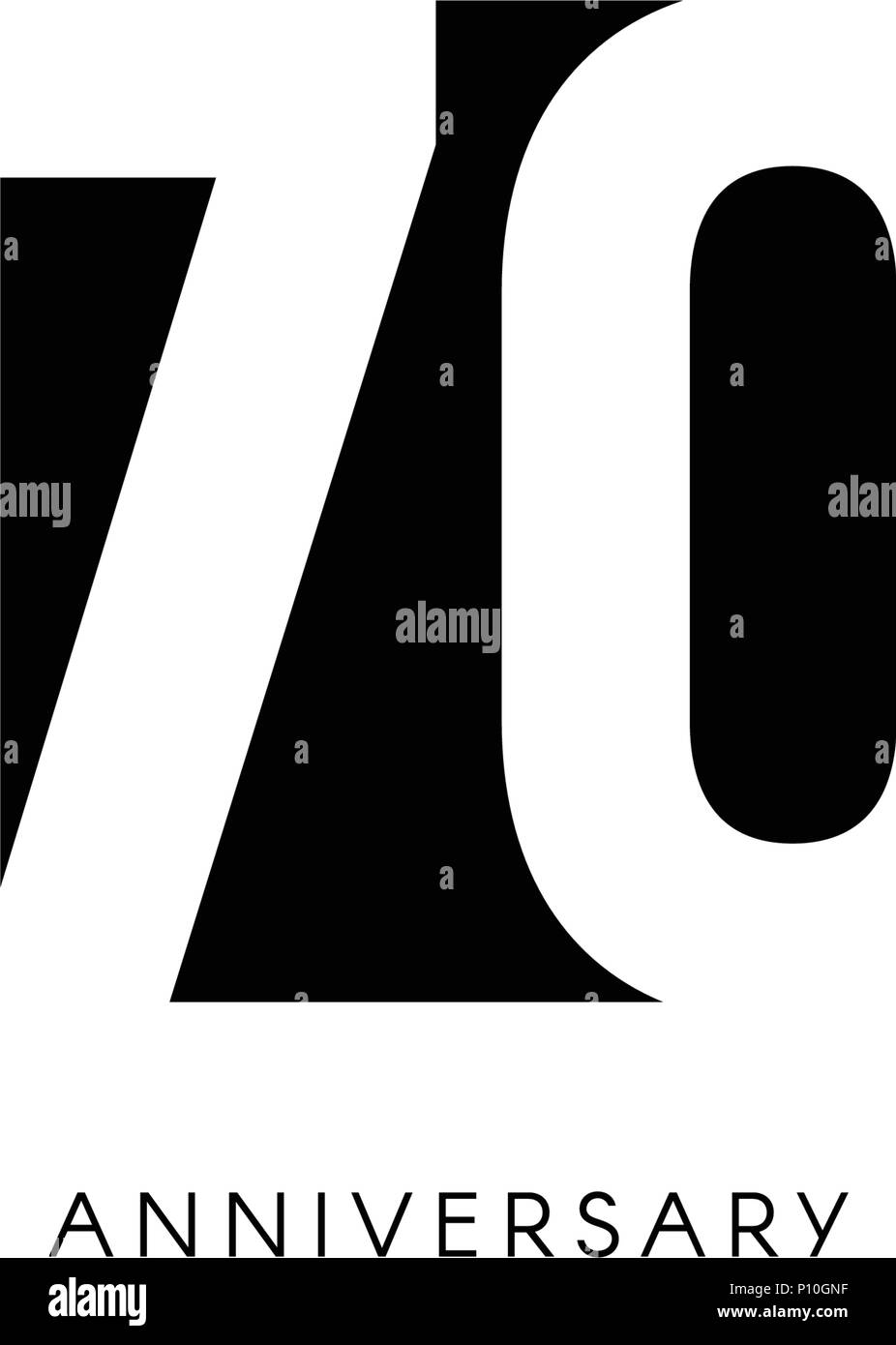 Seventy Anniversary Minimalistic Logo Seventieth Years 70th Jubilee