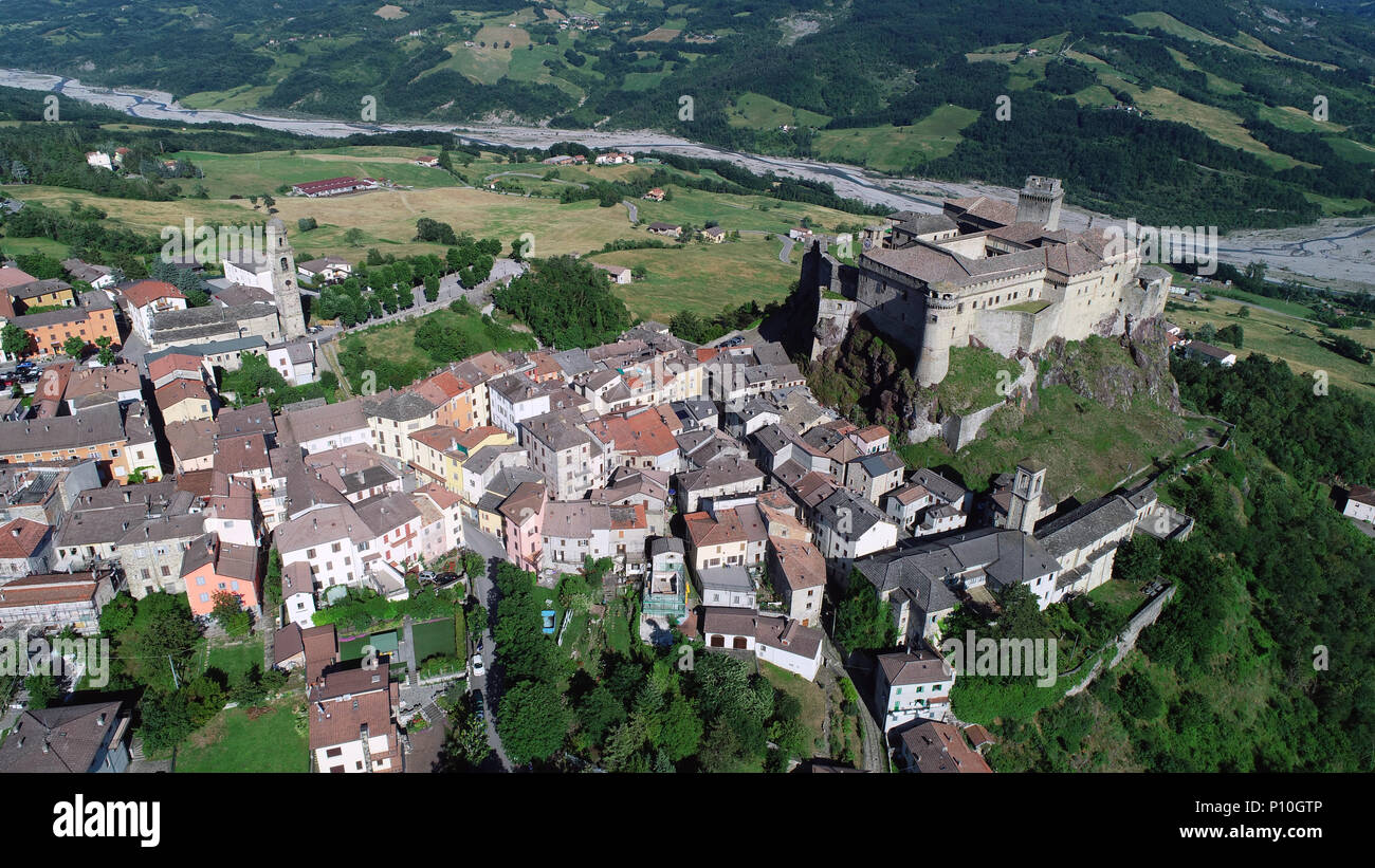 Aerial view of Bardi castle, Parma, Italy Stock Photo - Alamy