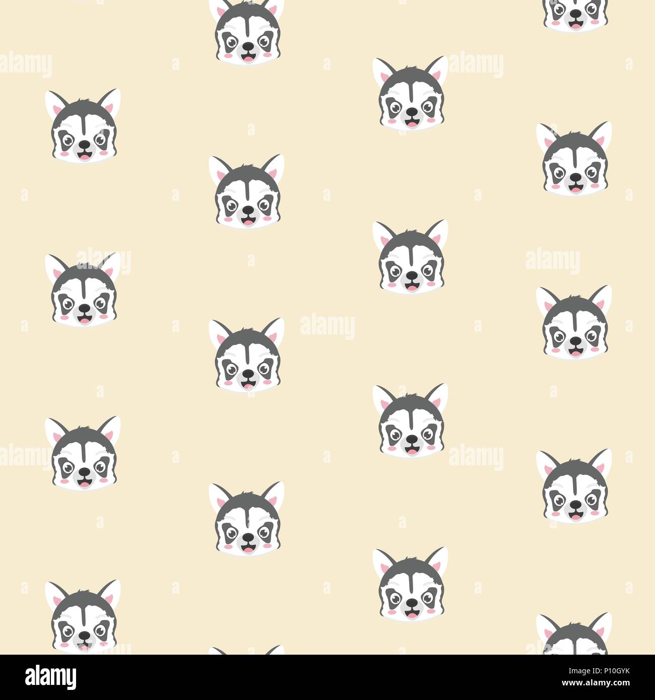 Seamless pattern with siberian husky puppies Stock Vector Image & Art ...