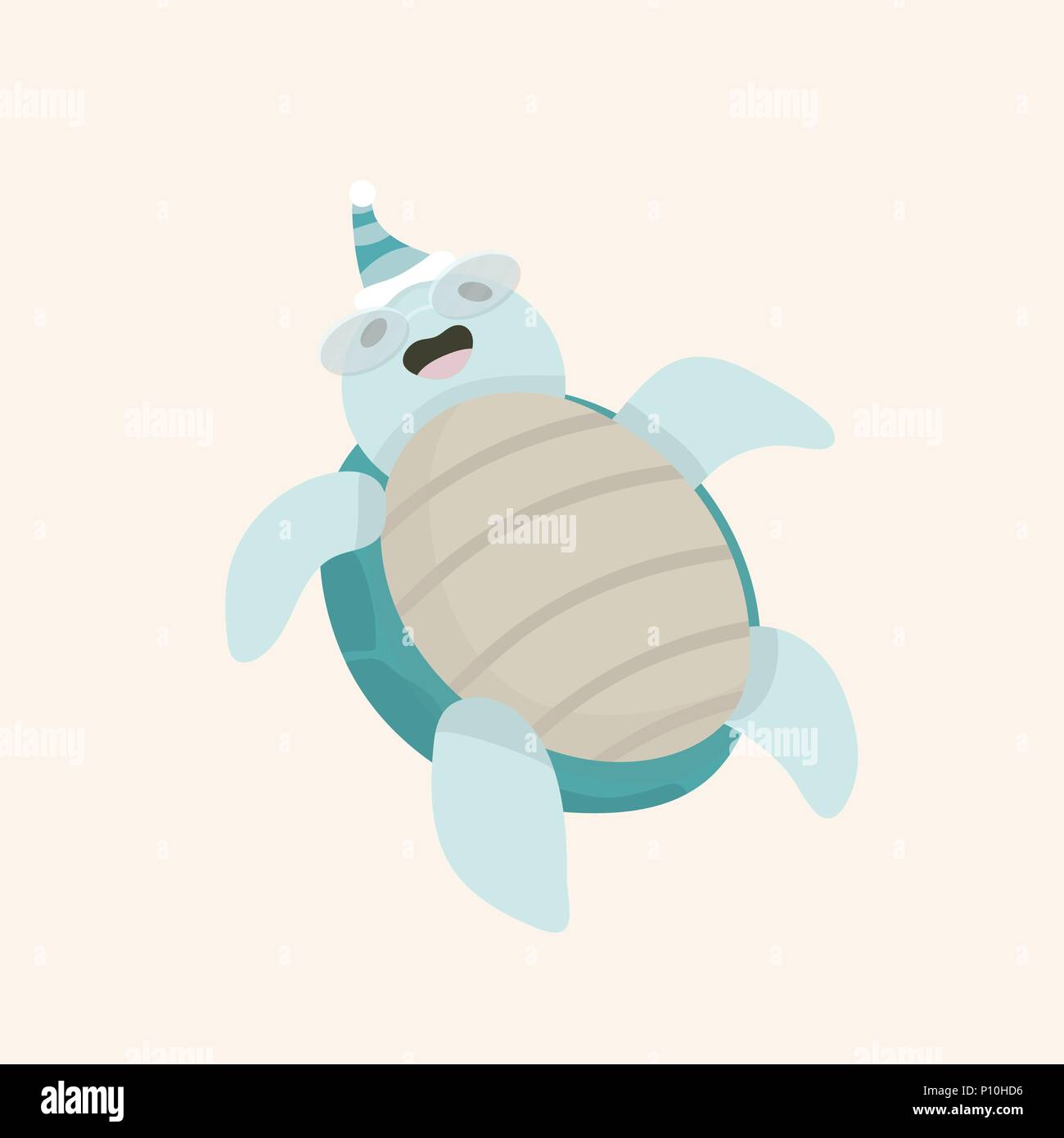 Funny and cute happy turtle on pastel background Stock Vector Image ...
