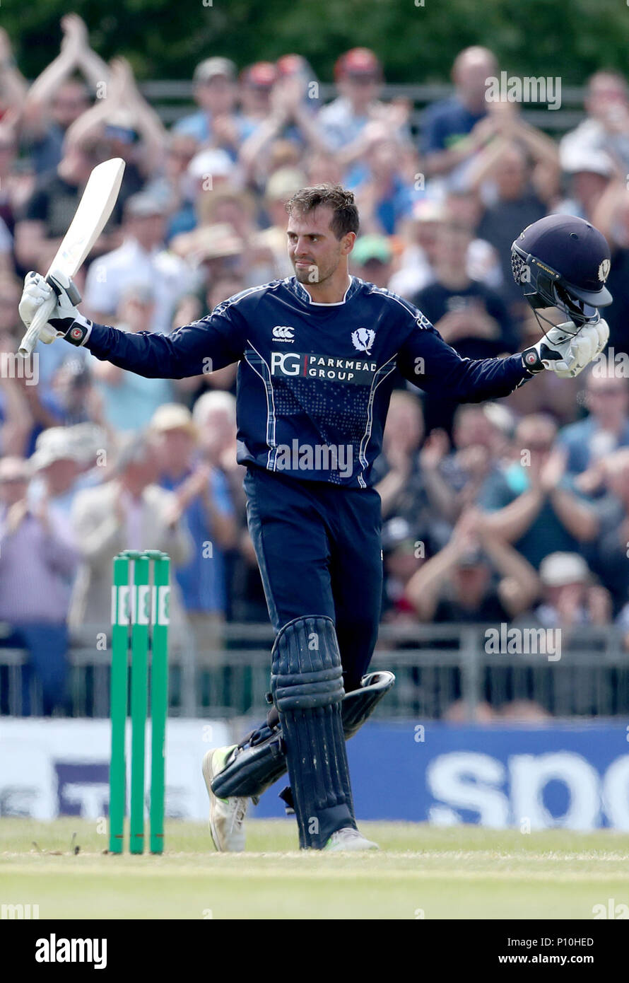 Scotland's Calum MacLeod celebrates his century during the One Day ...