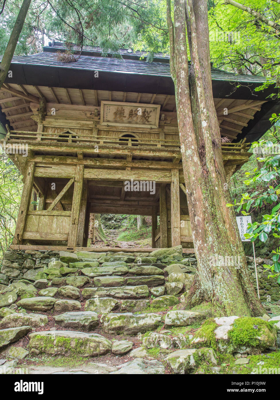 Temple gate, henro no michi pilgrin trail, Iwayaji Temple 45, Shikoku ...