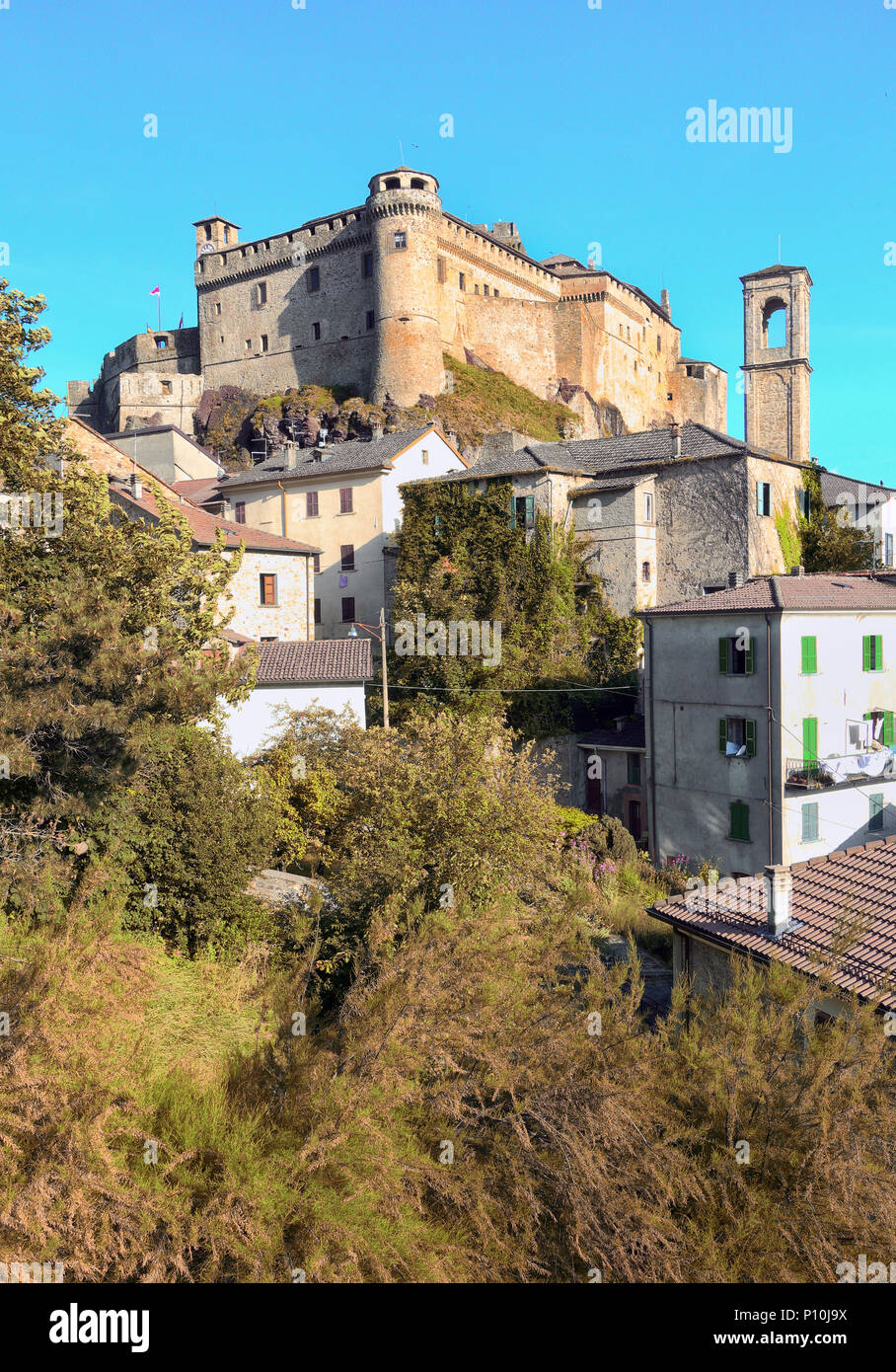 Aerial view of Bardi castle, Parma, Italy Stock Photo - Alamy