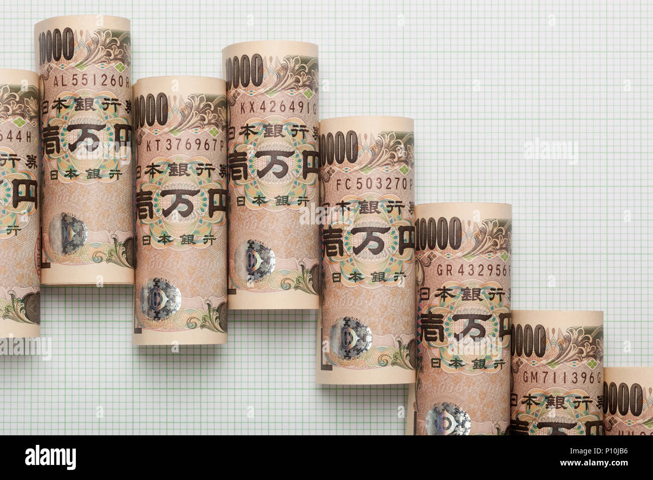 Japanese Yen forming an downtrend graph Stock Photo - Alamy