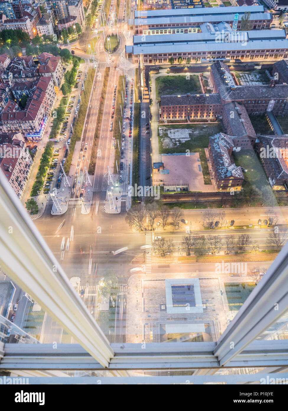 Amazing aerial view of glowing city Stock Photo - Alamy
