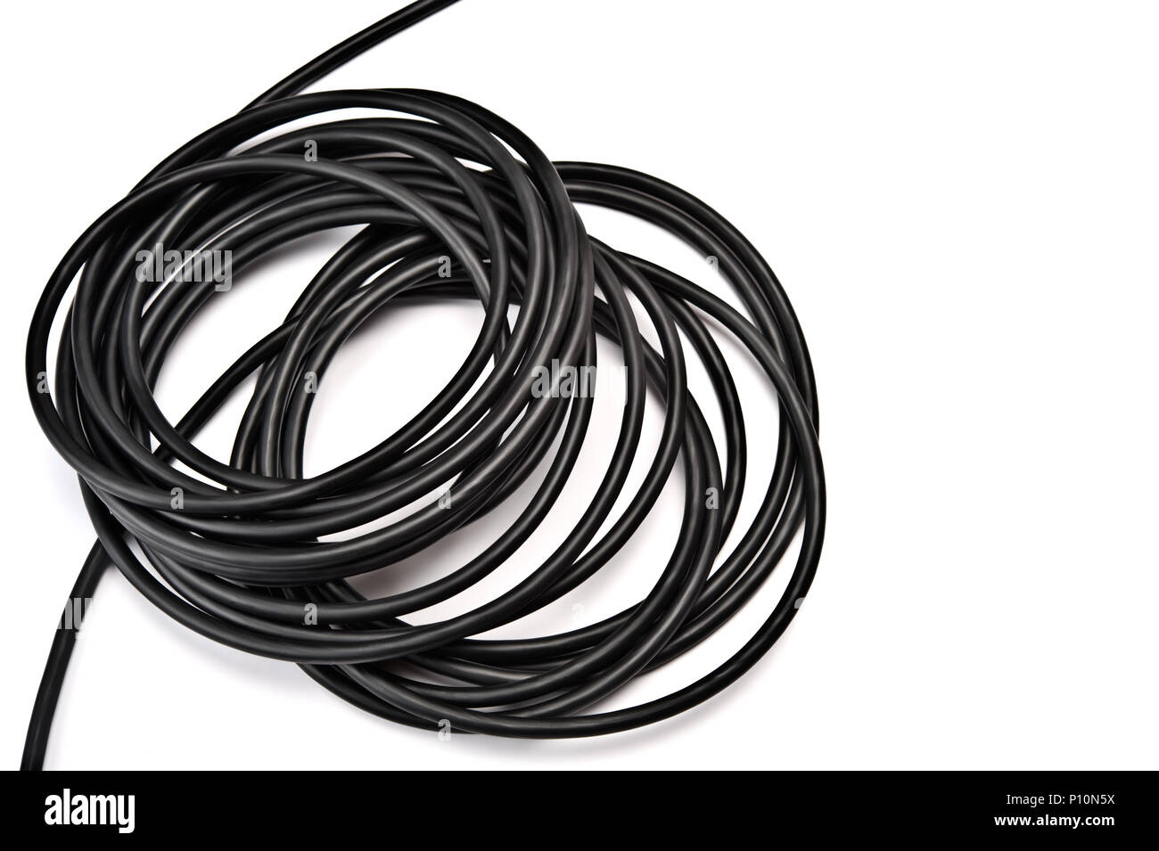 Black electric cable on white background Stock Photo - Alamy