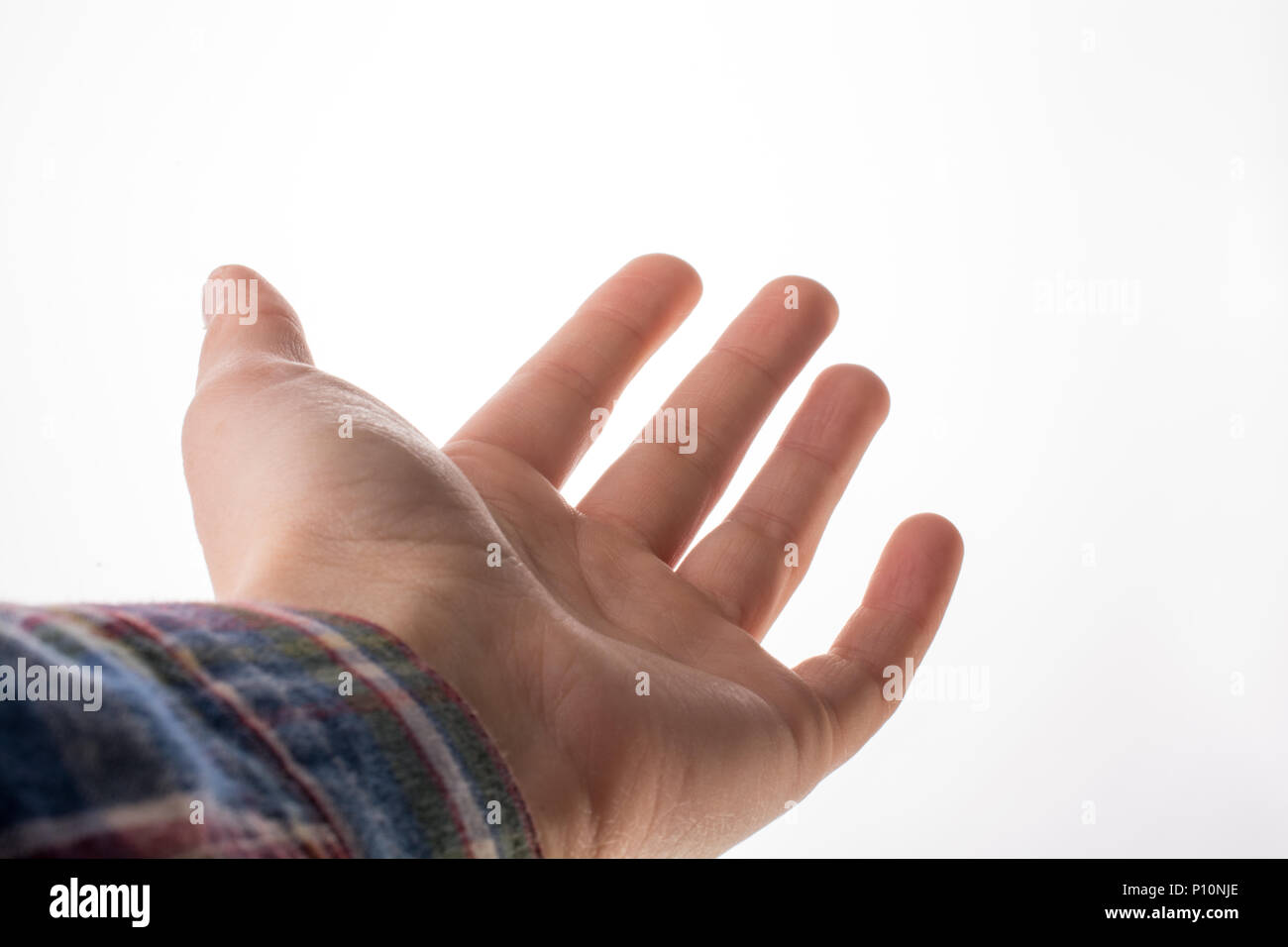 Hand making a gesture on a white background Stock Photo - Alamy