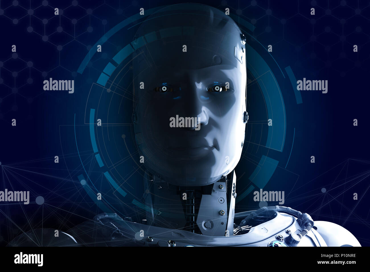 3d rendering robot working with hud display Stock Photo - Alamy