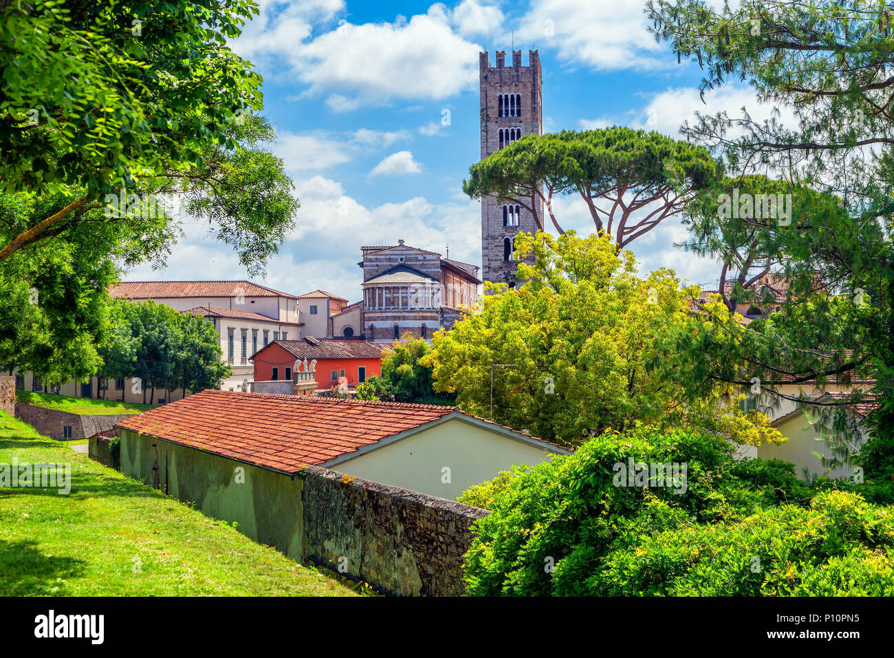 Old Italian town of Lucca. View from fortress wall Stock Photo - Alamy