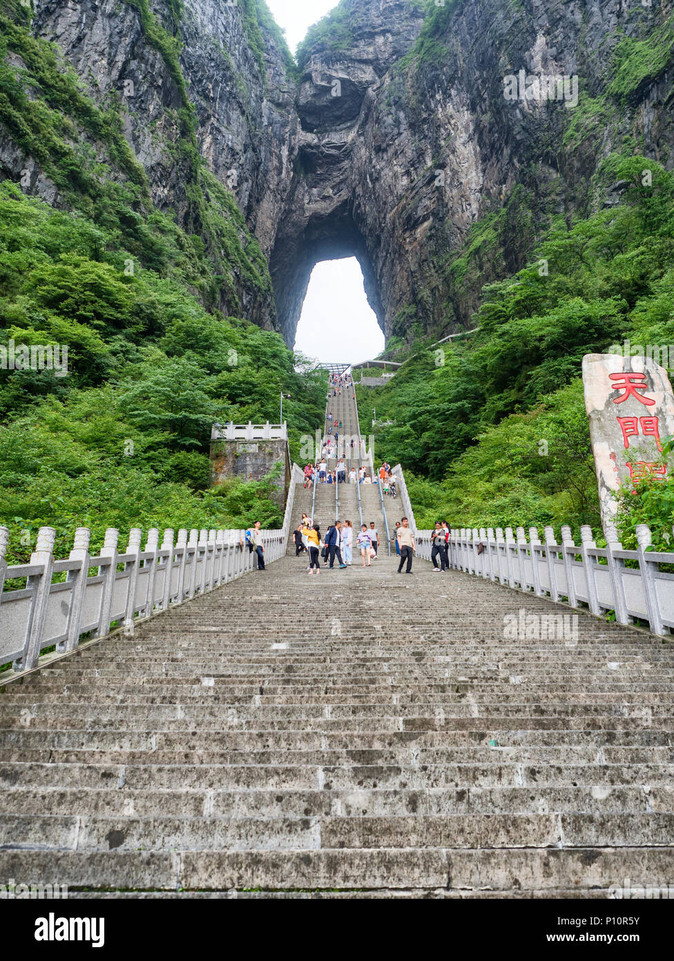 28th of May, 2018: Tourists stepping down the steep 999 stairs at The ...