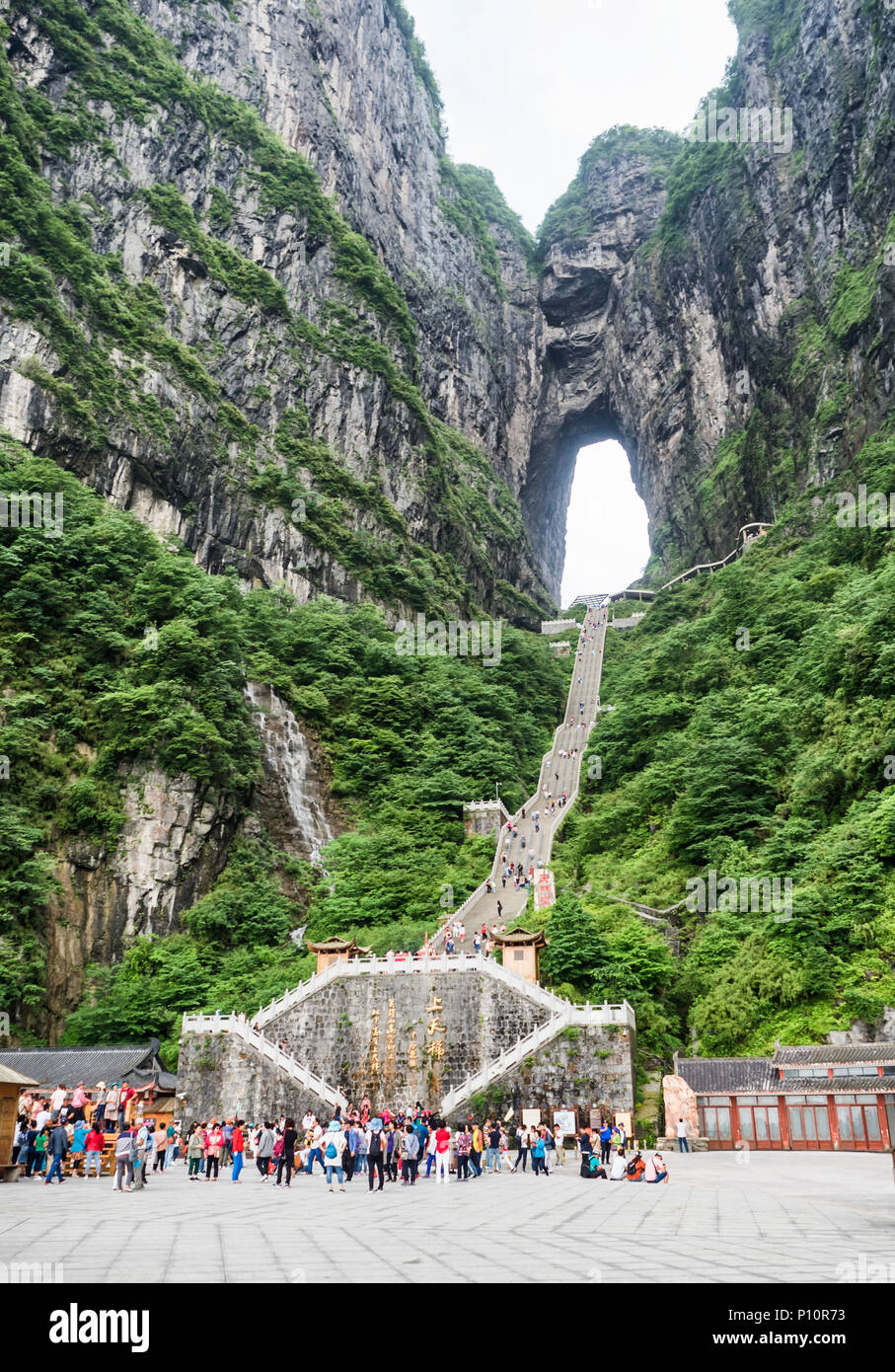 28th of May, 2018: Tourists stepping down the steep 999 stairs at The ...