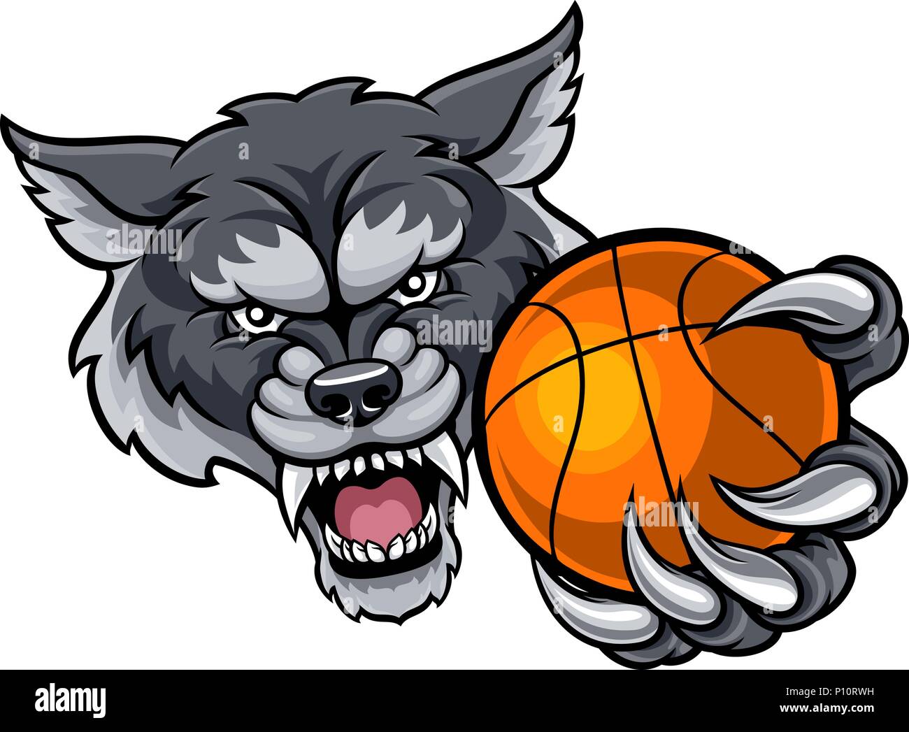 Wolf Holding Basketball Ball Mascot Stock Vector Image & Art - Alamy