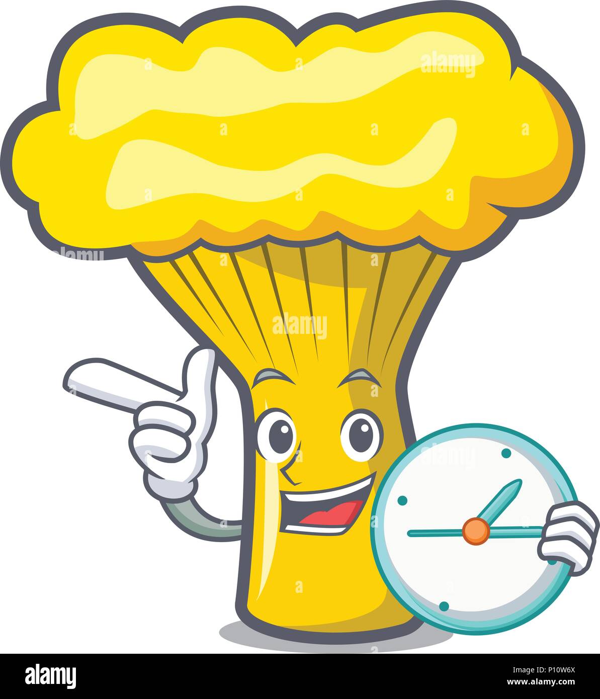 With clock chanterelle mushroom character cartoon Stock Vector Image ...