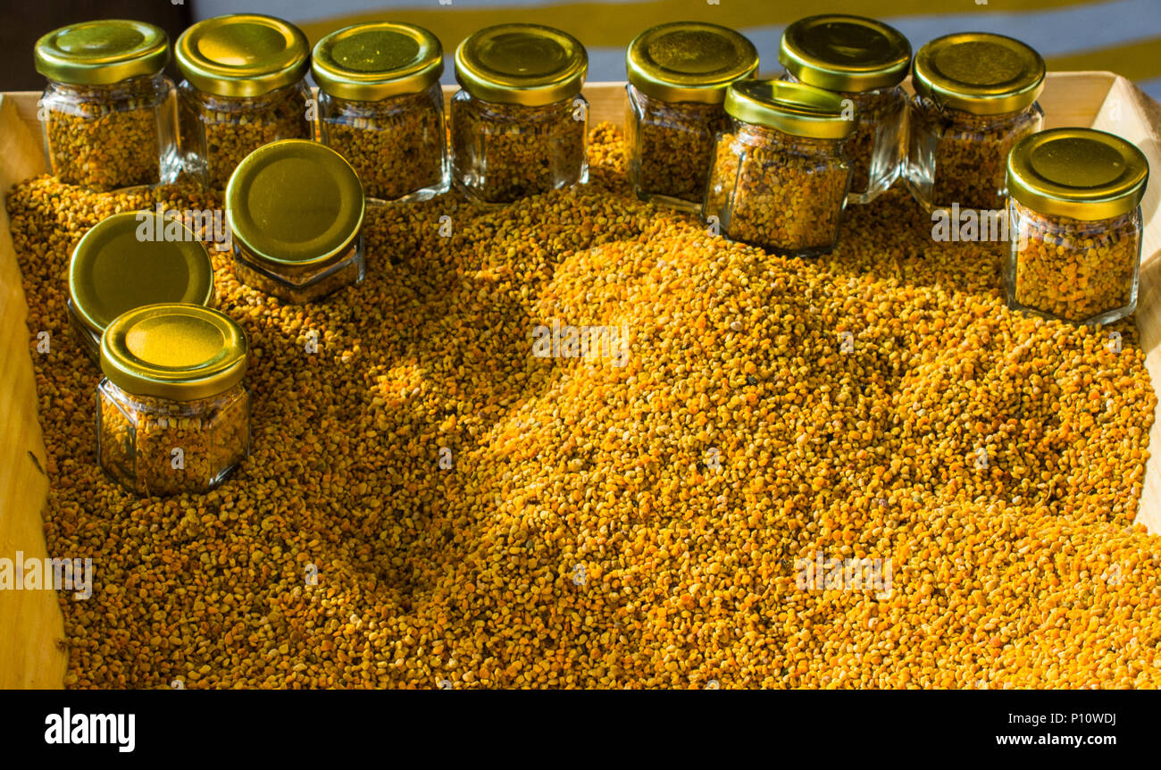 Pollen as healthy organic raw diet food in jar Stock Photo - Alamy