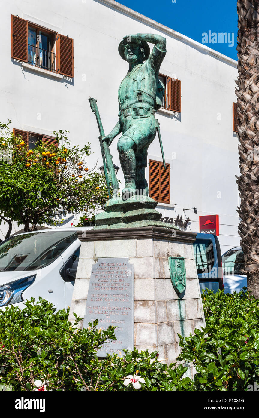 Gibraltar, UK - May 18, 2017: Monument to the Gibraltar Volunteer Corps ...