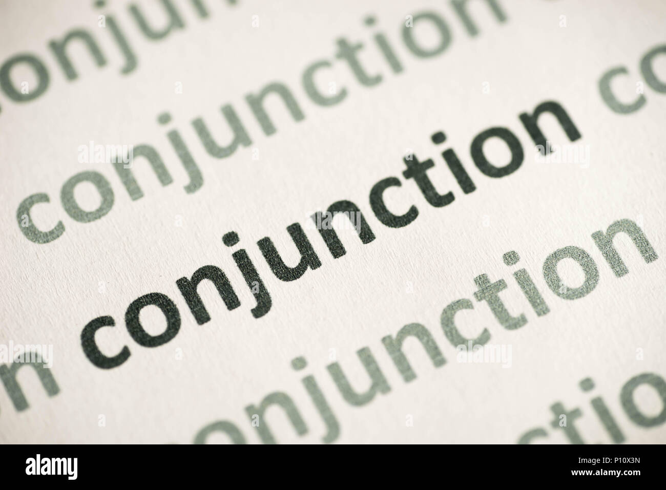 word conjunction printed on white paper macro Stock Photo - Alamy