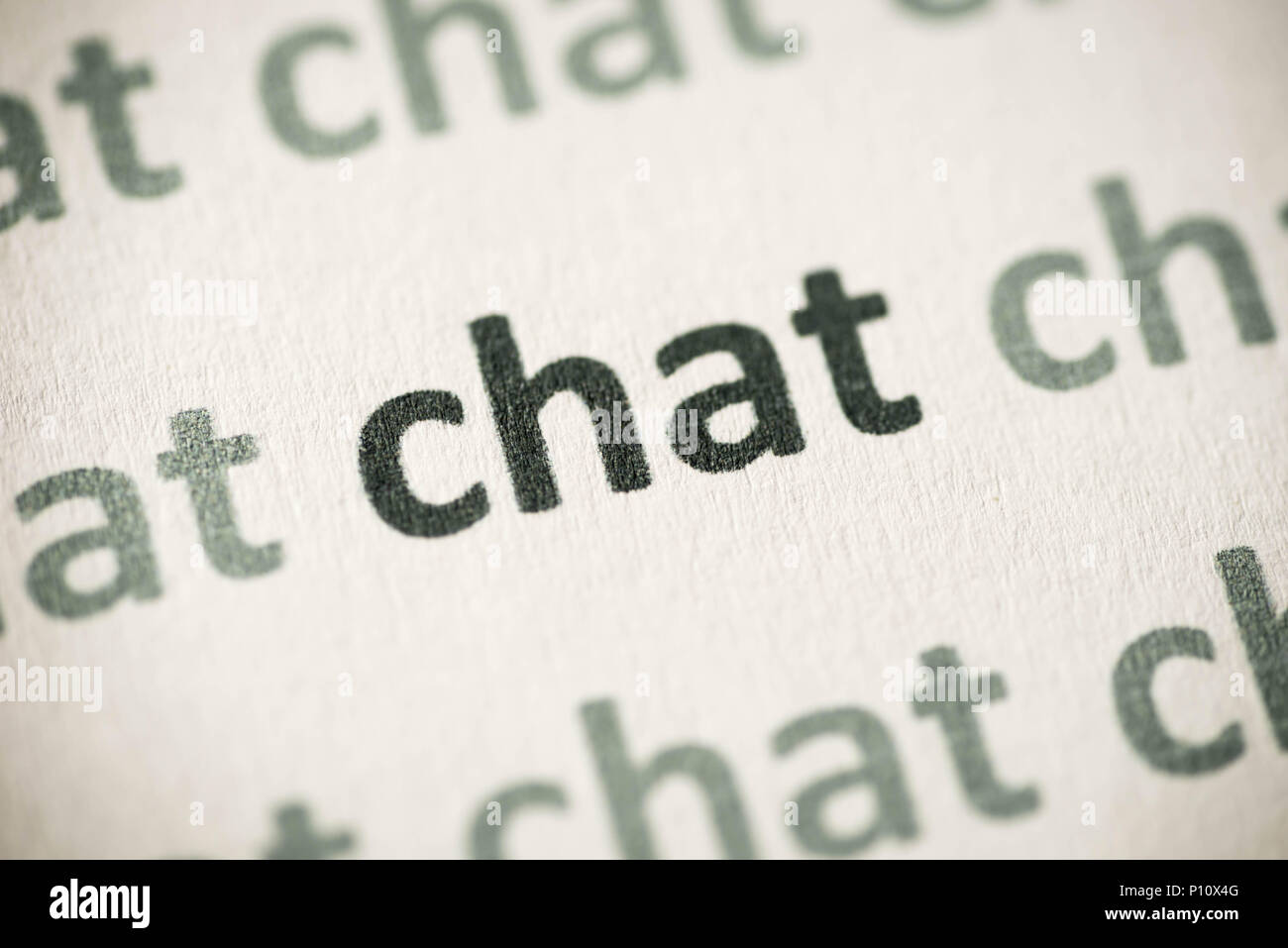 word chat printed on white paper macro Stock Photo - Alamy