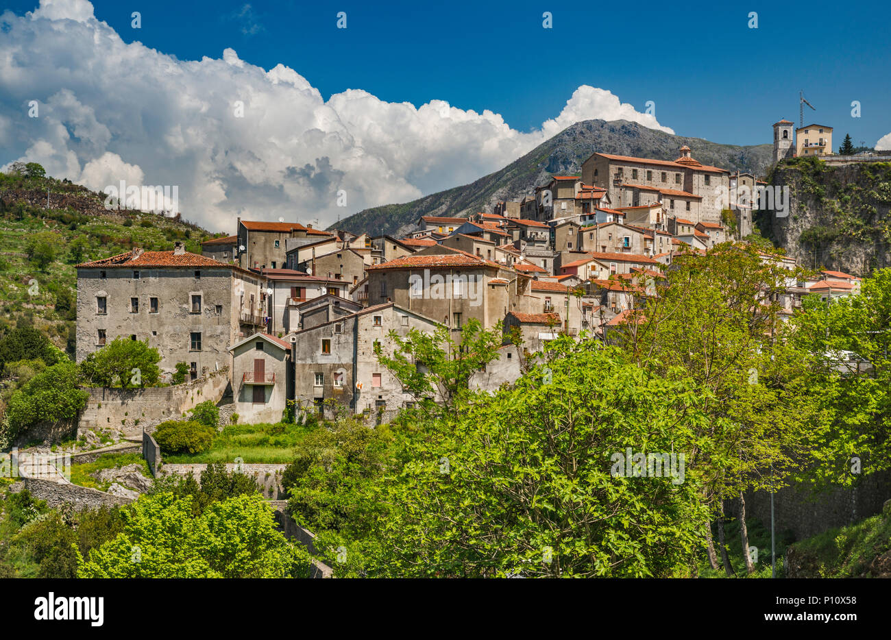 Hill town of Papasidero, Orsomarso Massif, Pollino National Park ...