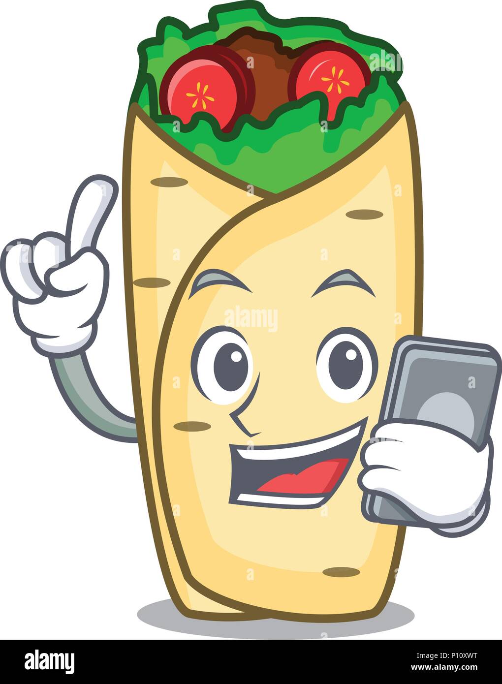 With phone burrito character cartoon style Stock Vector Image & Art - Alamy