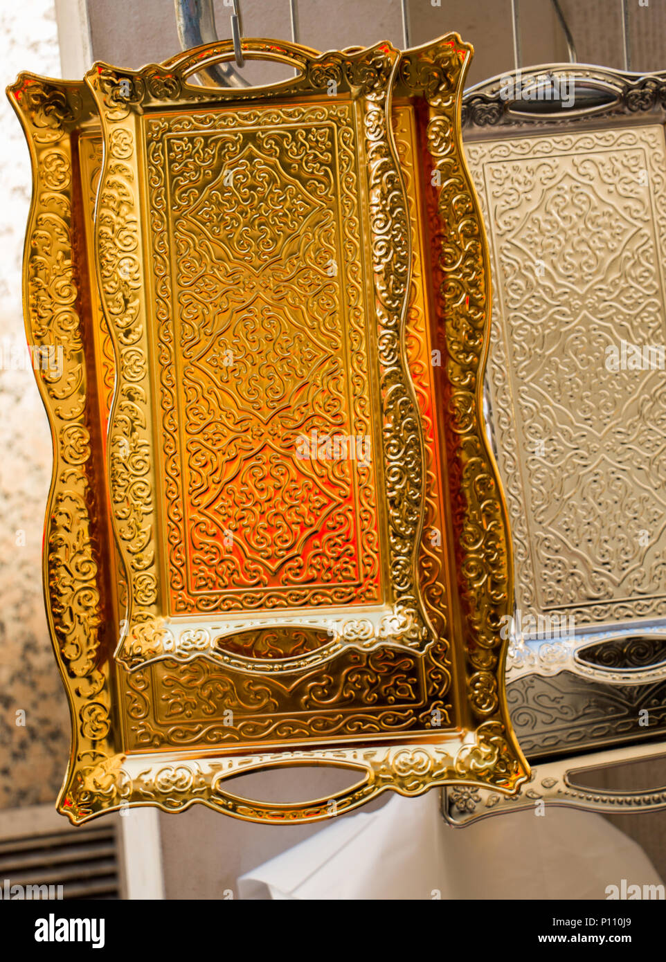 Turkish traditional Antique decorative handmade metallic tray Stock ...