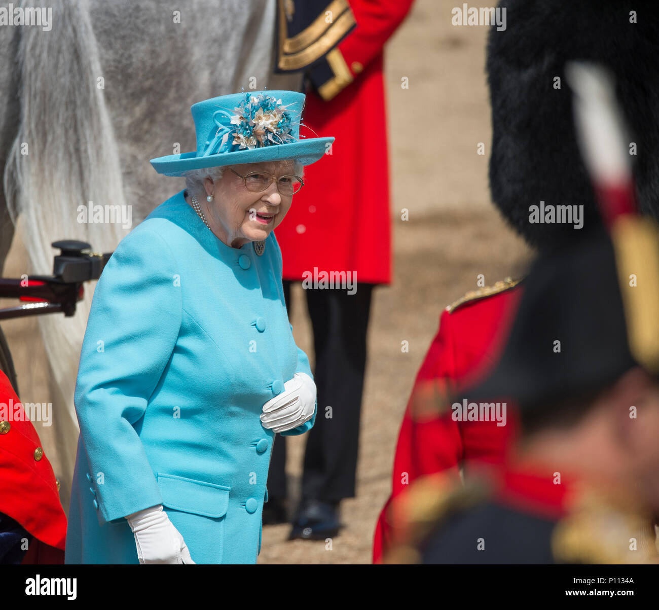 9 June 2018. HM Queen Elizabeth II attends The Queens Birthday Parade ...