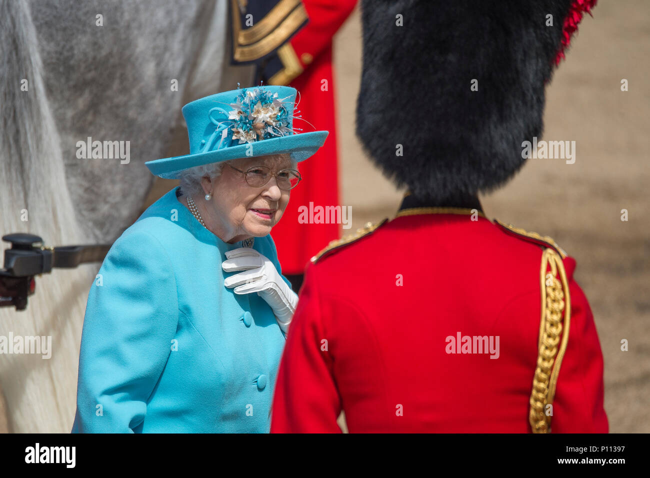 9 June 2018. HM Queen Elizabeth II attends The Queens Birthday Parade ...