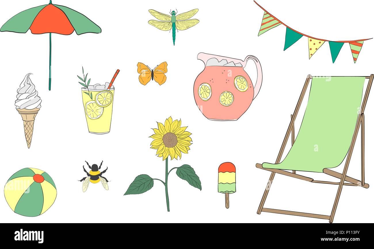 Hand drawn summer vacation set, vector Stock Vector Image & Art - Alamy