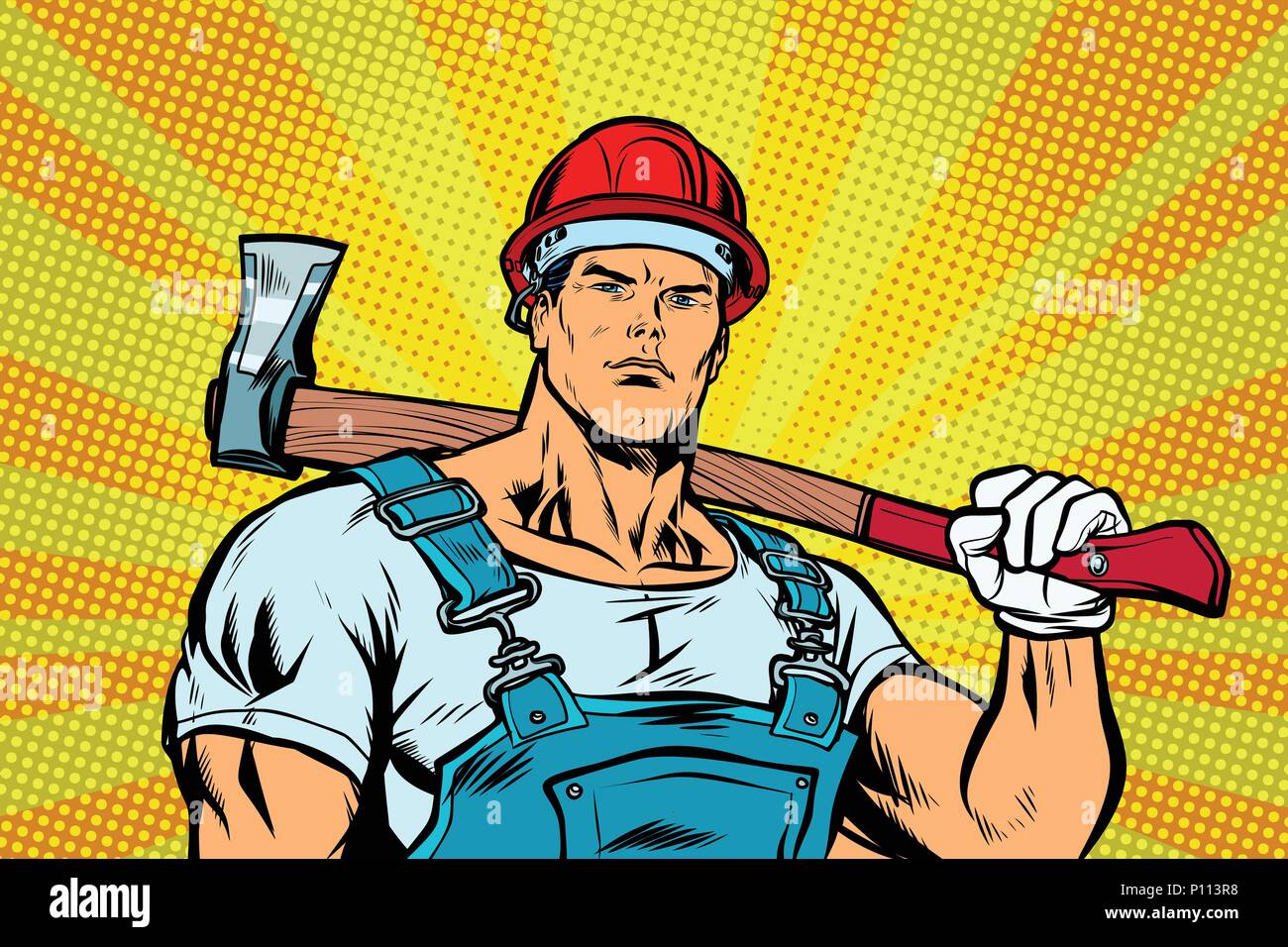 Strong muscular man working Stock Vector Images - Alamy