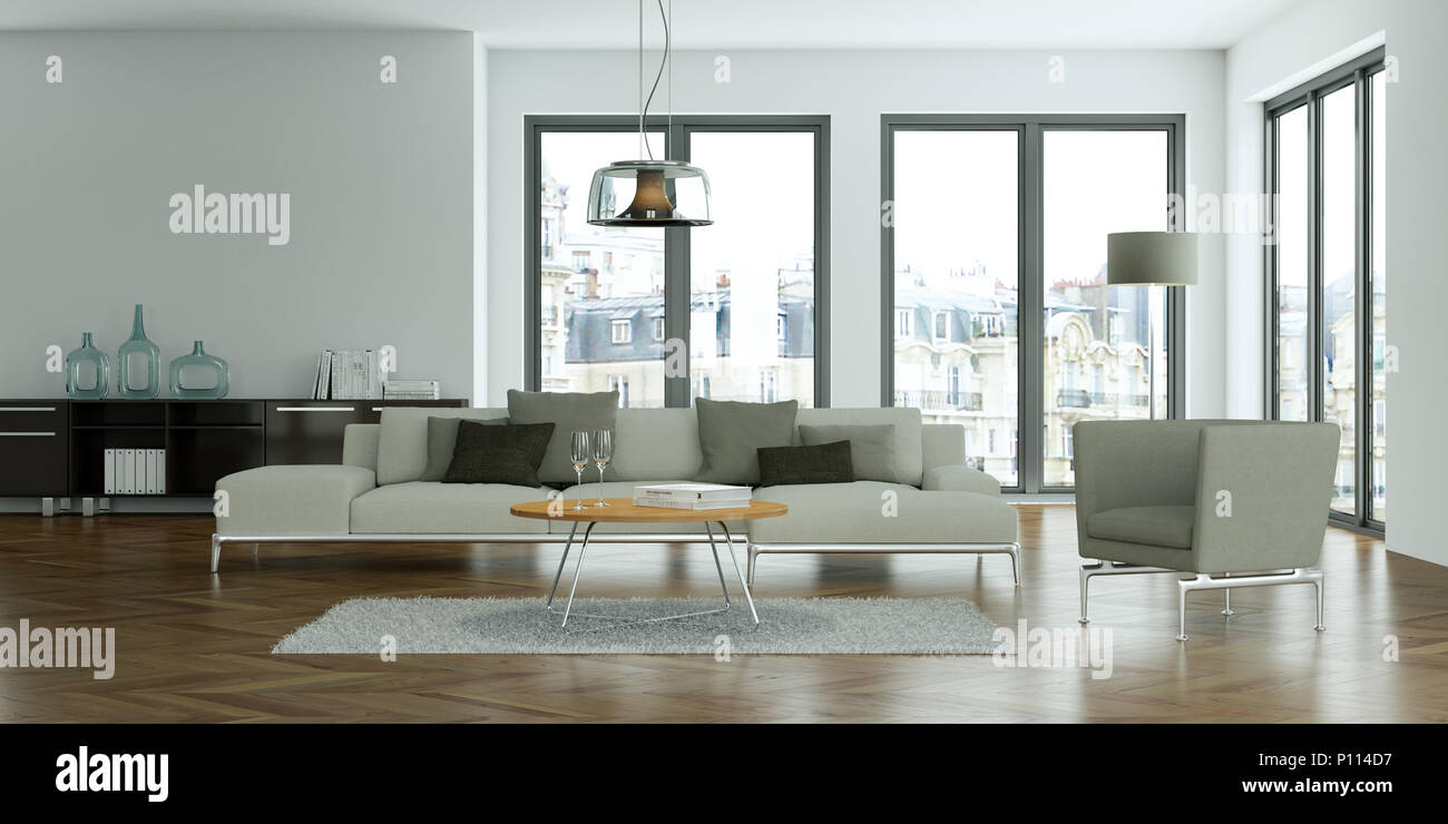 modern bright living room interior design Stock Photo - Alamy