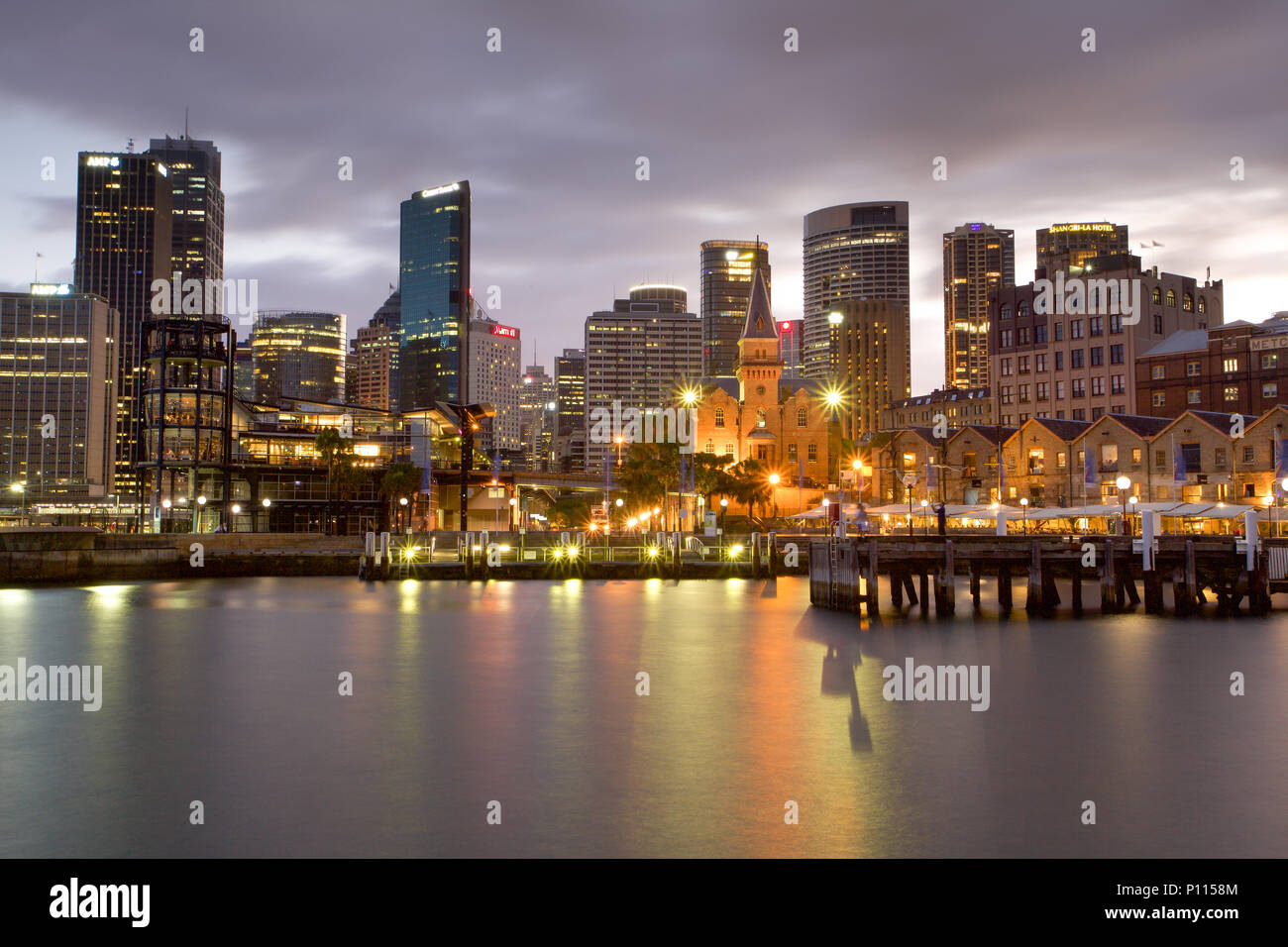 Circular Quay Sydney at night Stock Photo - Alamy