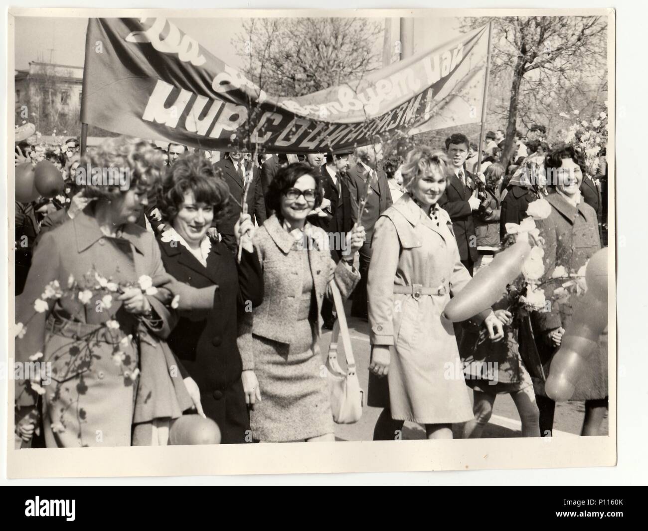 USSR - CIRCA 1970s: Vintage photo shows people celebrate May Day ...