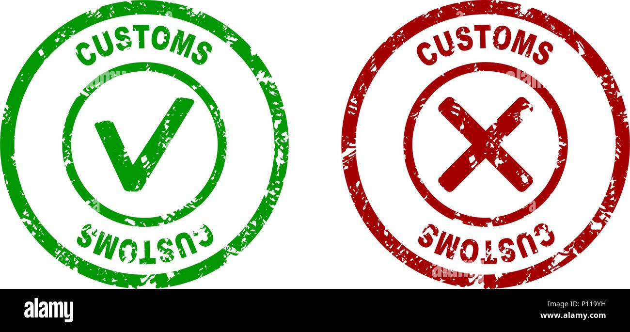 Inspection rubber stamp on customs border. Customs made border ...