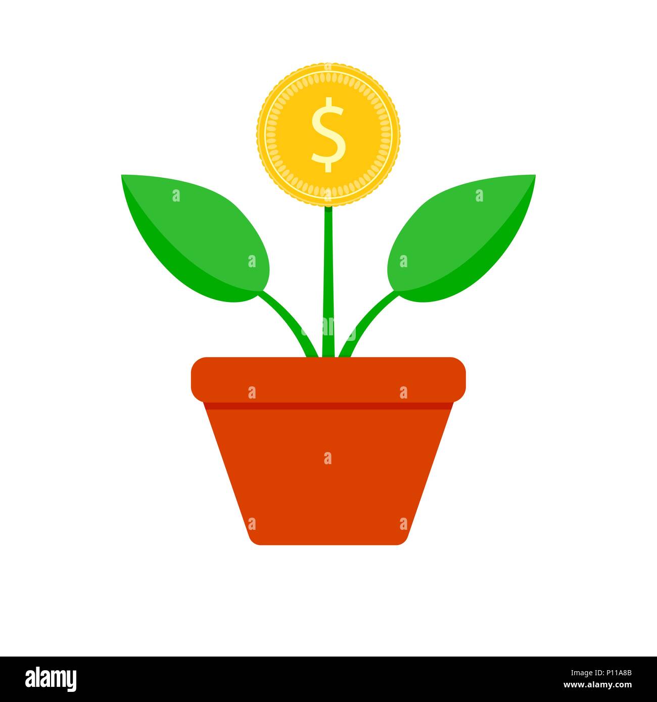 Growth finance coin tree. Vector finance tree growth, money investment, illustration of profit ...