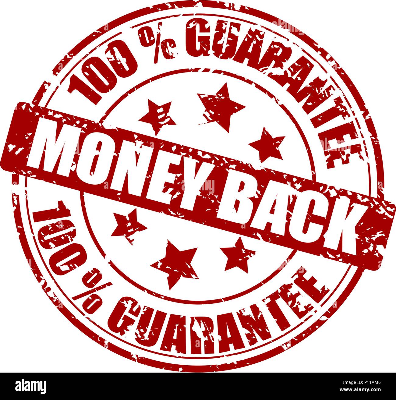 Money back guarantee stamp rubber isolated on white. Vector round form ...
