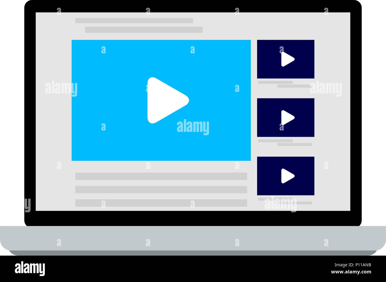 Online video service on laptop. Content for education, movie and ...