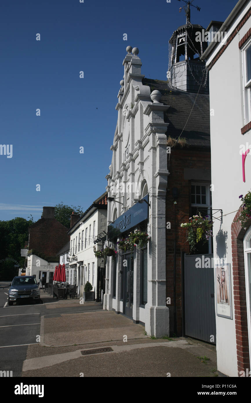 High street in the small old town of Bawtry on a sunny Sunday morning ...