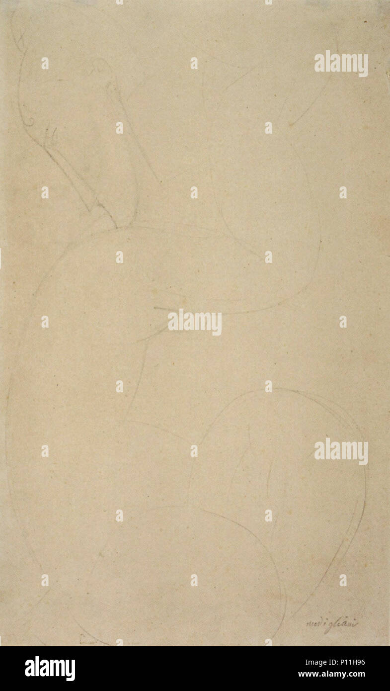 'Caryatid', graphite drawing by Amedeo Modigliani, c. 1909-1914 Stock Photo - Alamy