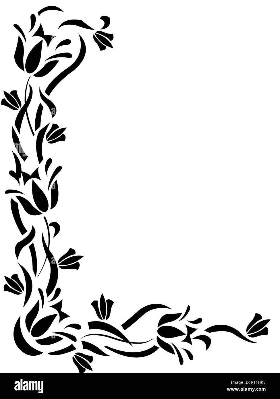 Border frame yellow flower Black and White Stock Photos & Images - Alamy