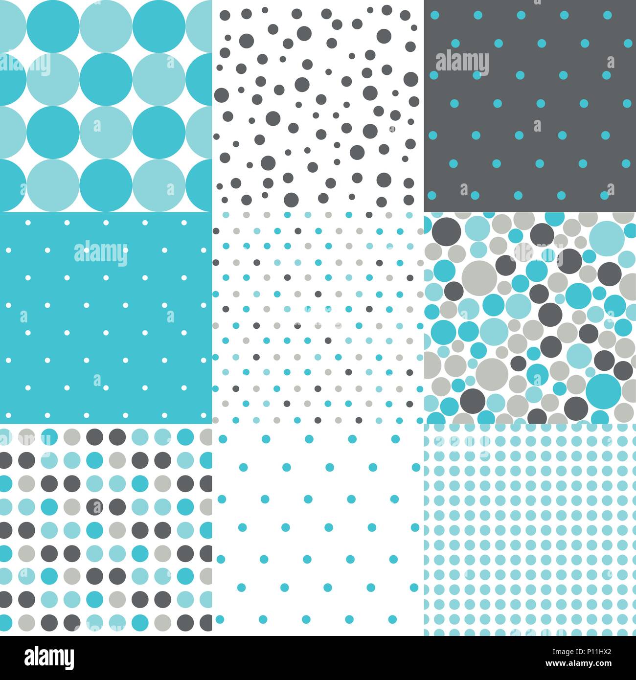 Seamless blue color patterns, polka dot set Stock Vector Image & Art ...
